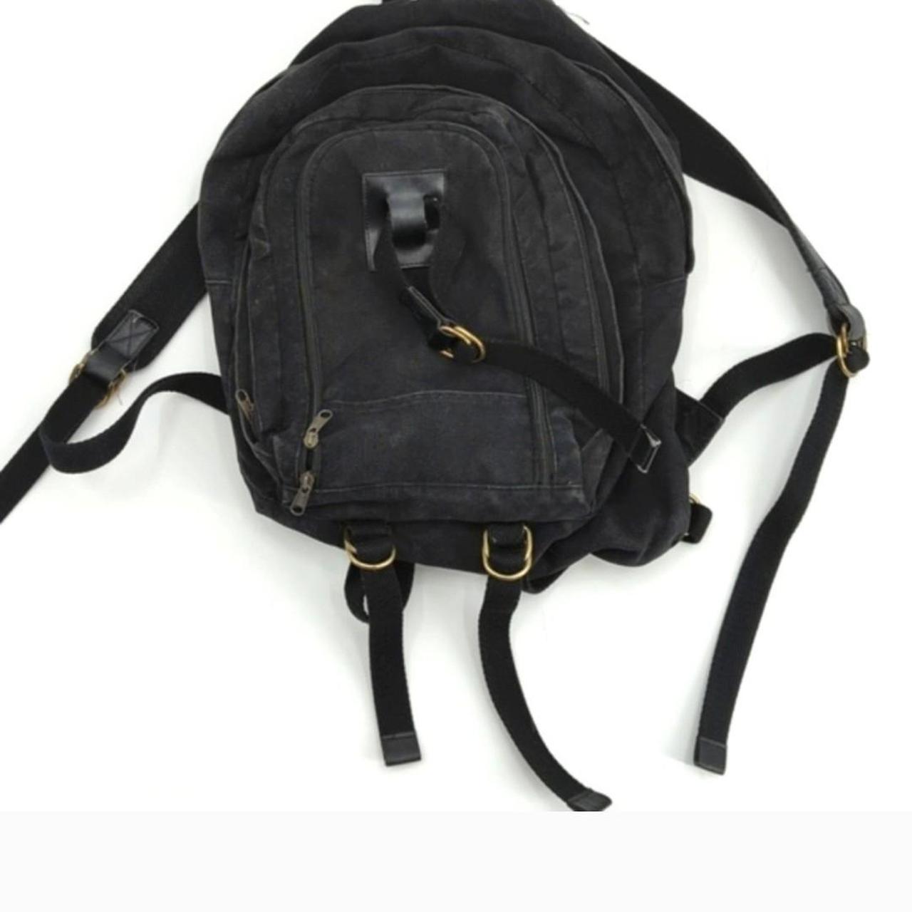 Canvas Basic Black Distressed Backpack-faded and... - Depop