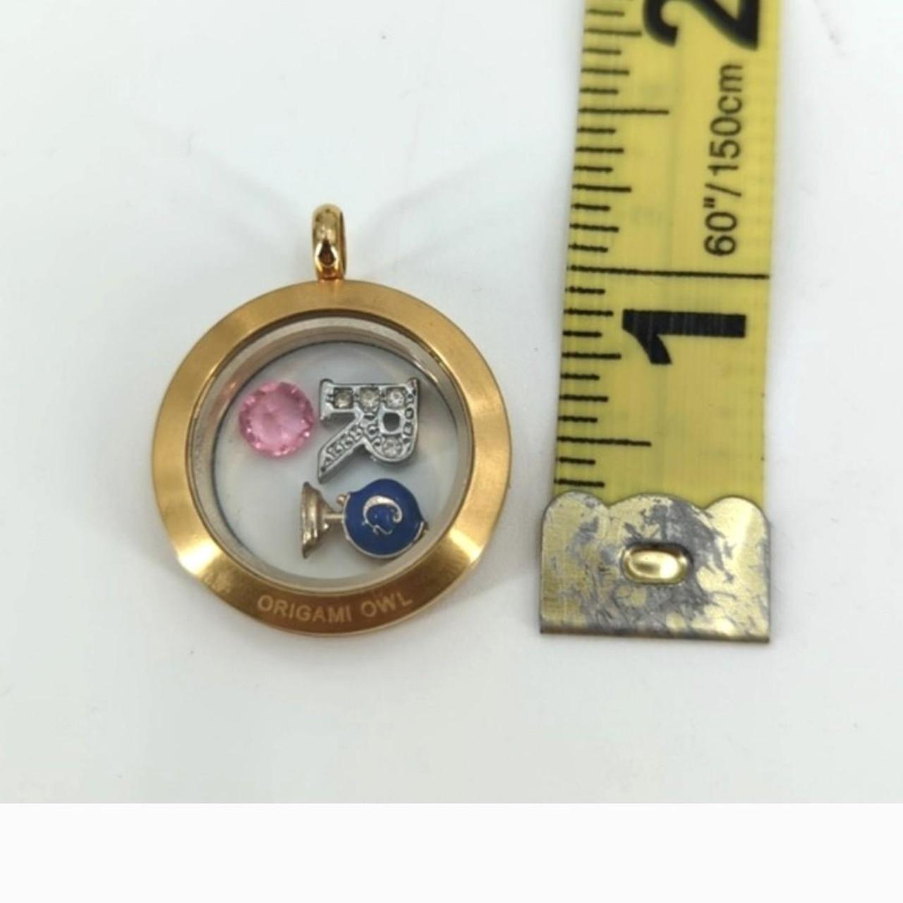 Origami Owl Gold Locket Necklace Pendant with R,... - Depop