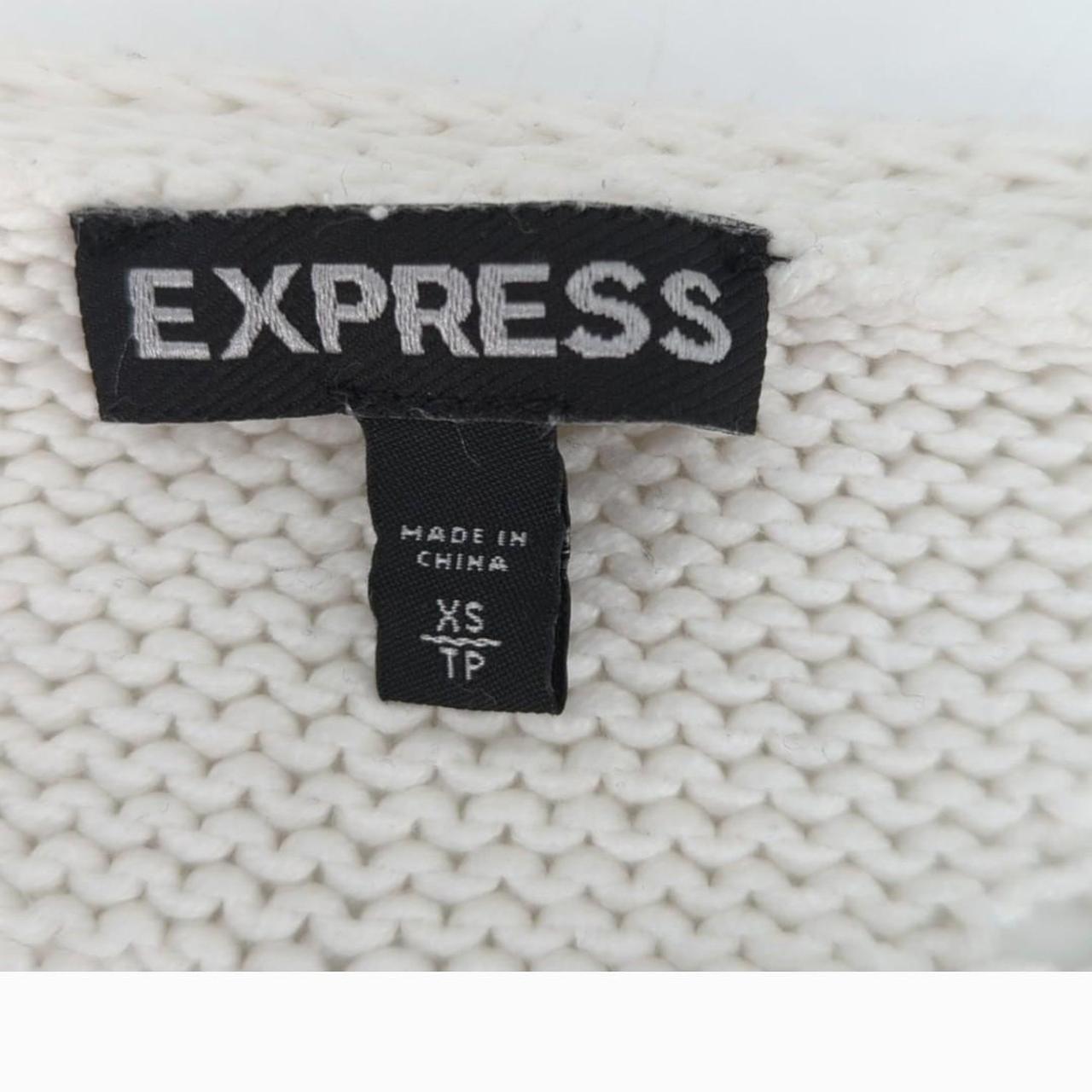 Express White Knit V-Neck Tunic Sweater Size XS - Depop