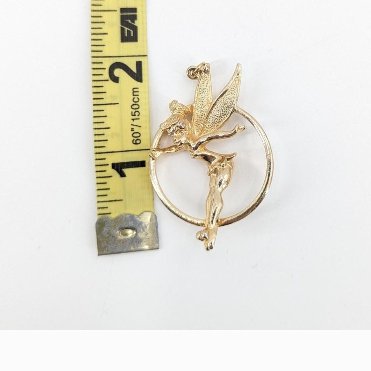 Disney Tinkerbell Pendant Gold Circle Necklace - Depop