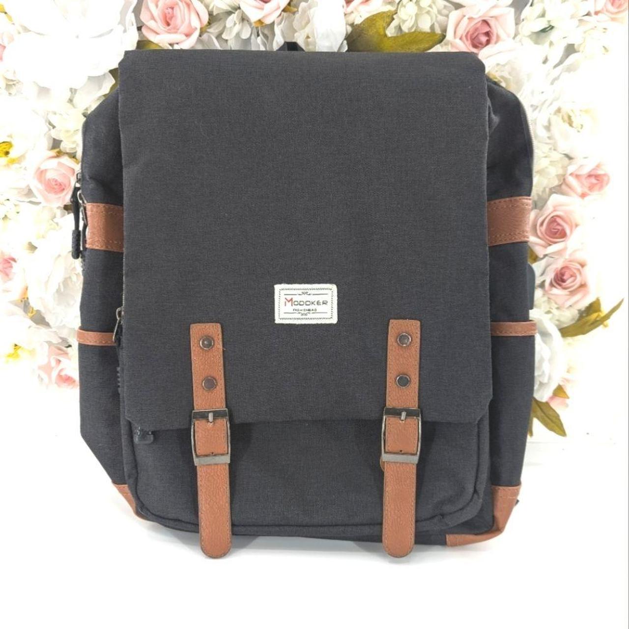 Modoker Vintage Look Black Laptop Backpack Bag With... - Depop