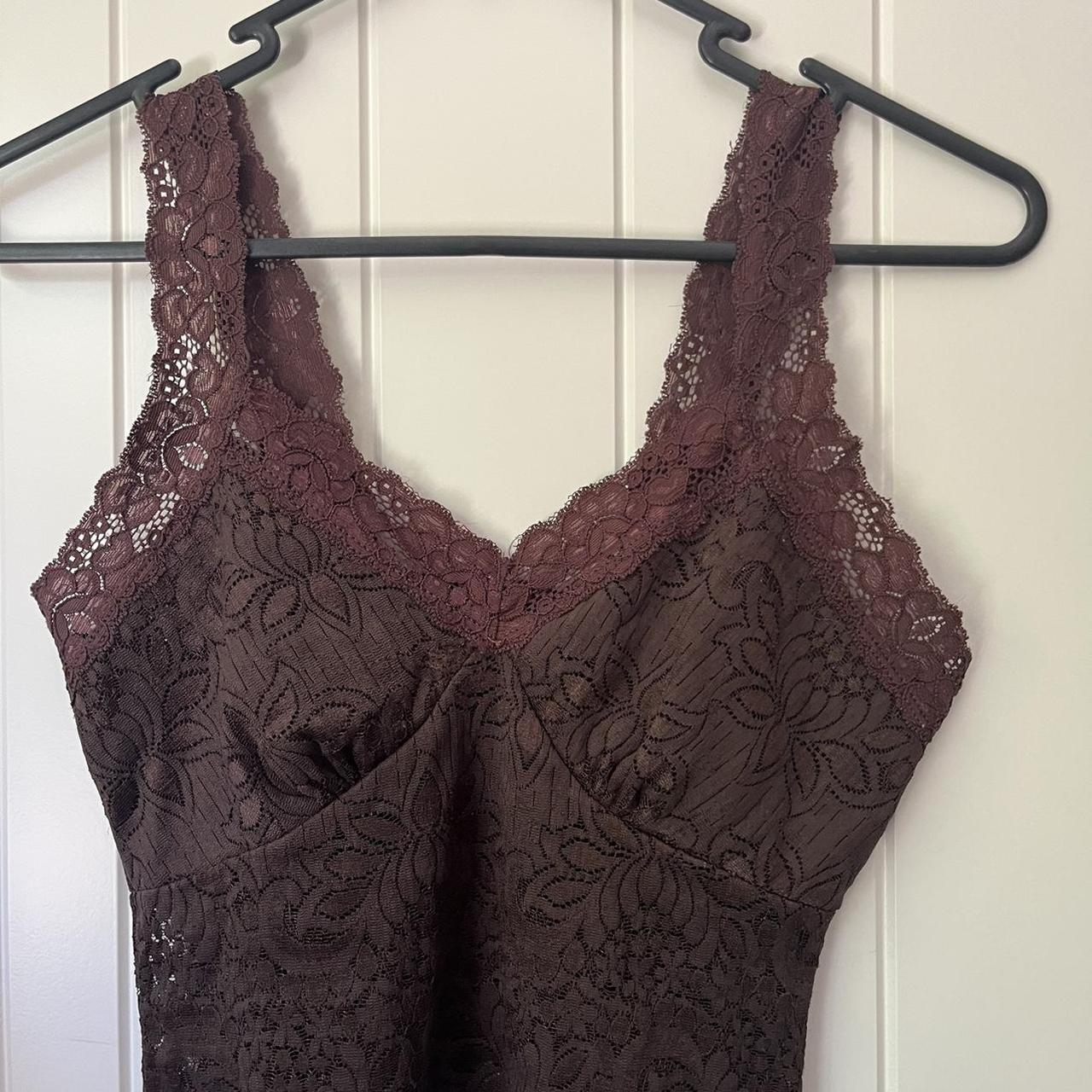 cute deadstock brown lace tank thick comfy straps +... | Depop