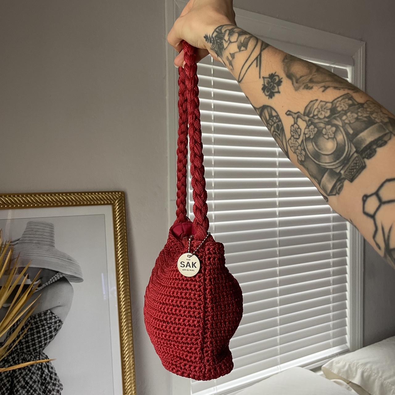 Cherry Red Crochet Mini Purse | The Sak | NWOT |... - Depop