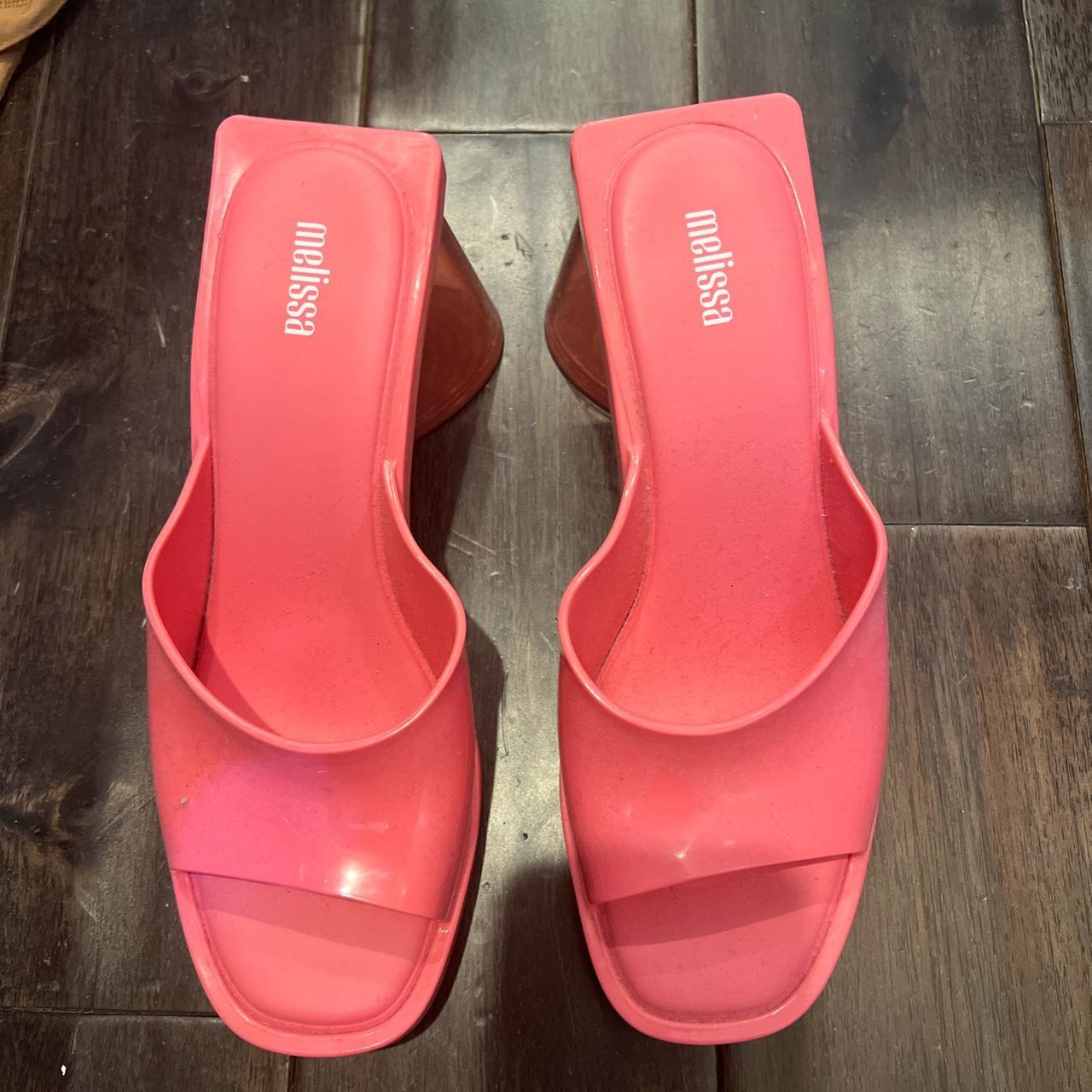 Melissa vegan rubber mules with 3 inch block heel in... - Depop