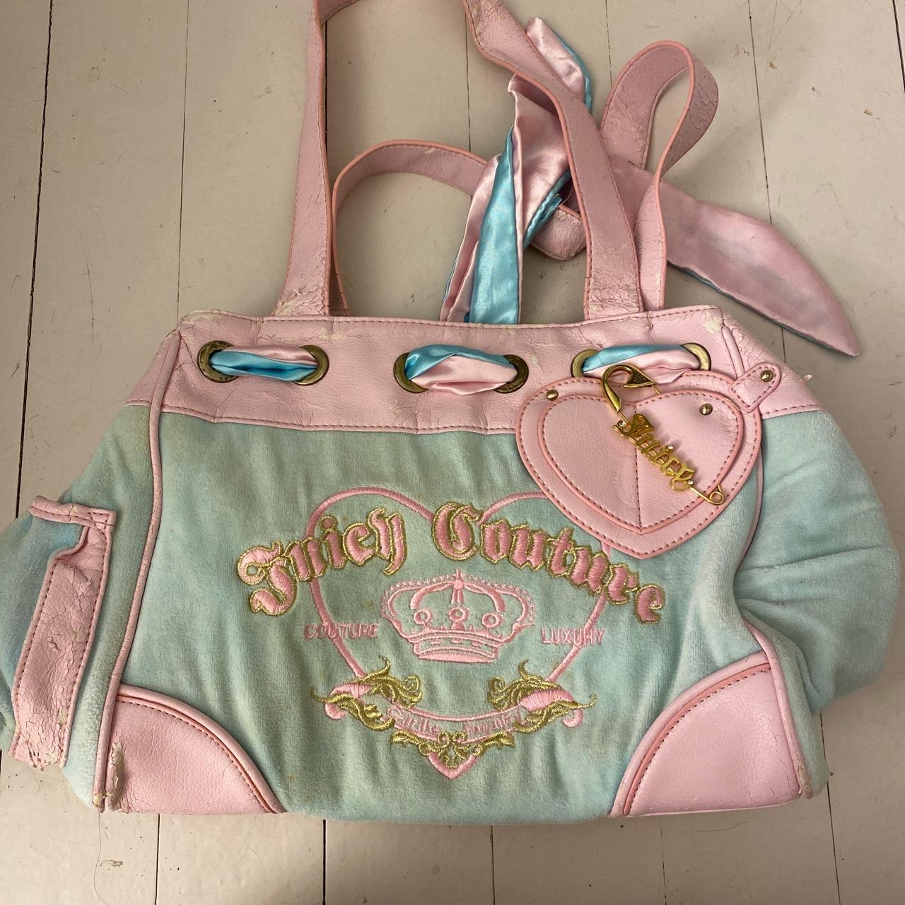 beautiful baby blue and pink juicy couture vintage bag - Depop