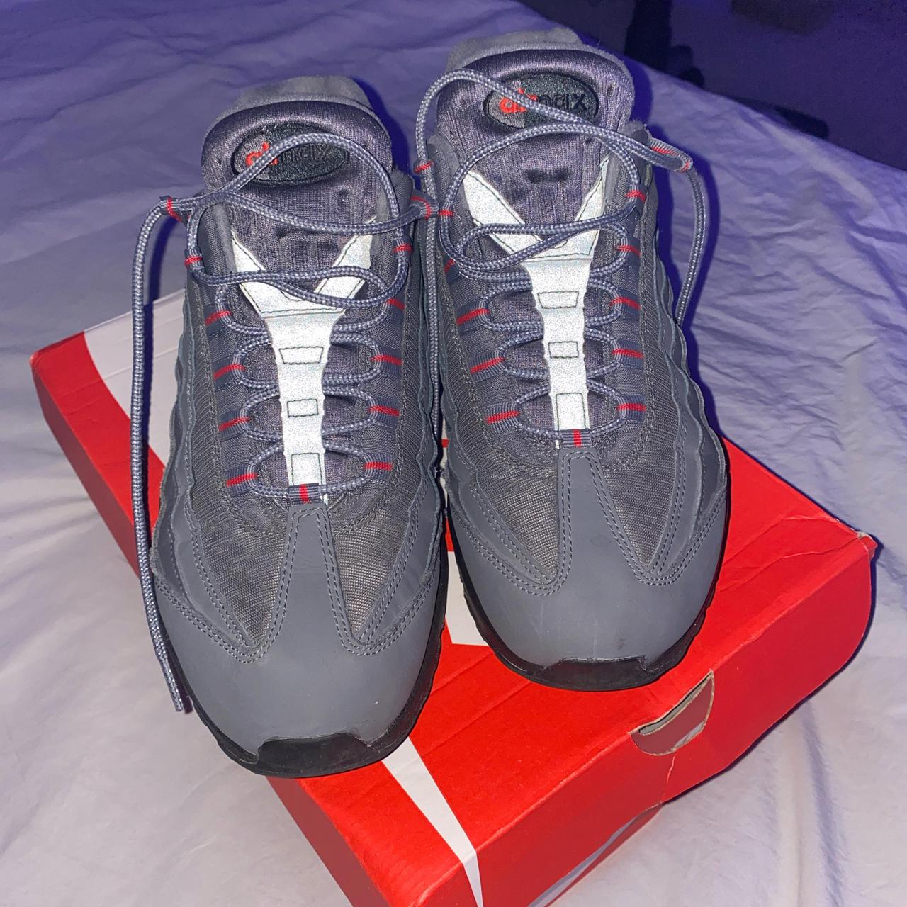 Air max 95s Black grey and red Little rip on heal... - Depop