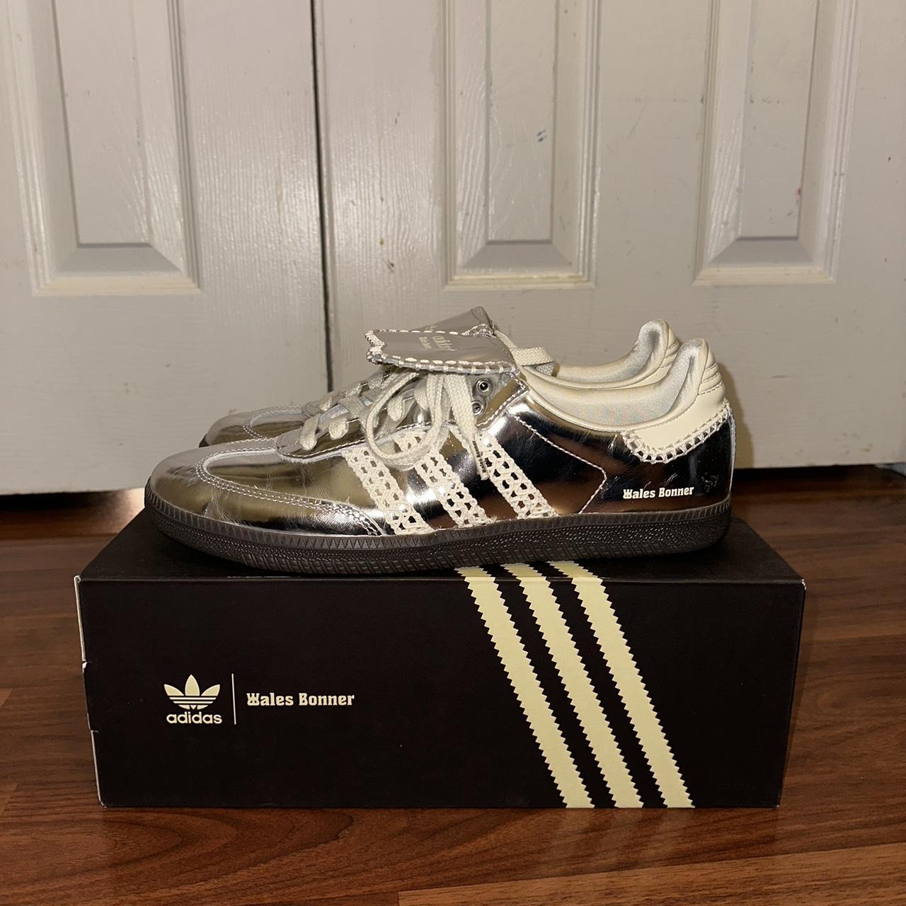 Metallic Wales Bonner Sambas Worn Once Comes with... - Depop