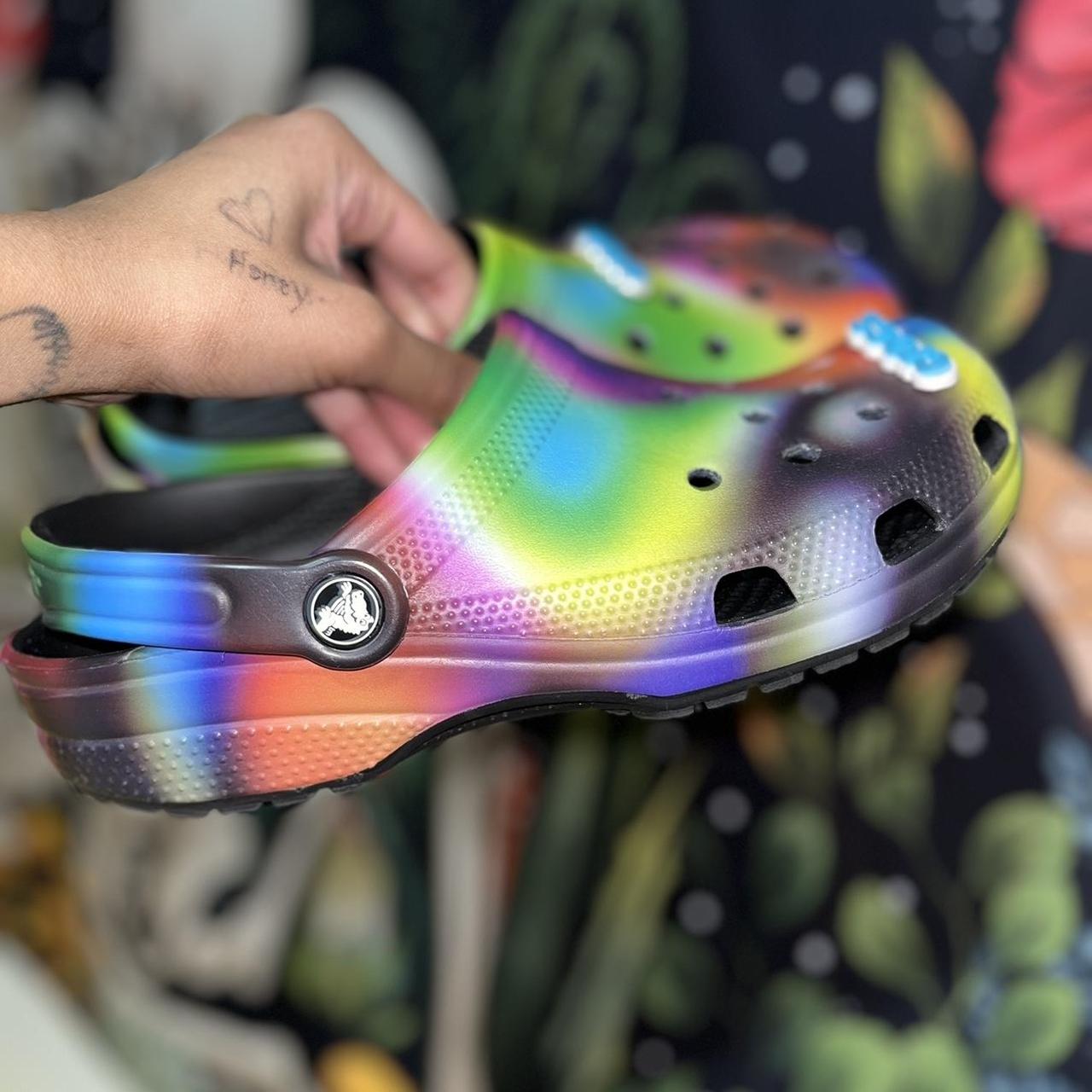 Rainbow Crocs • MENS 6 // WOMENS 8 brought summer... - Depop