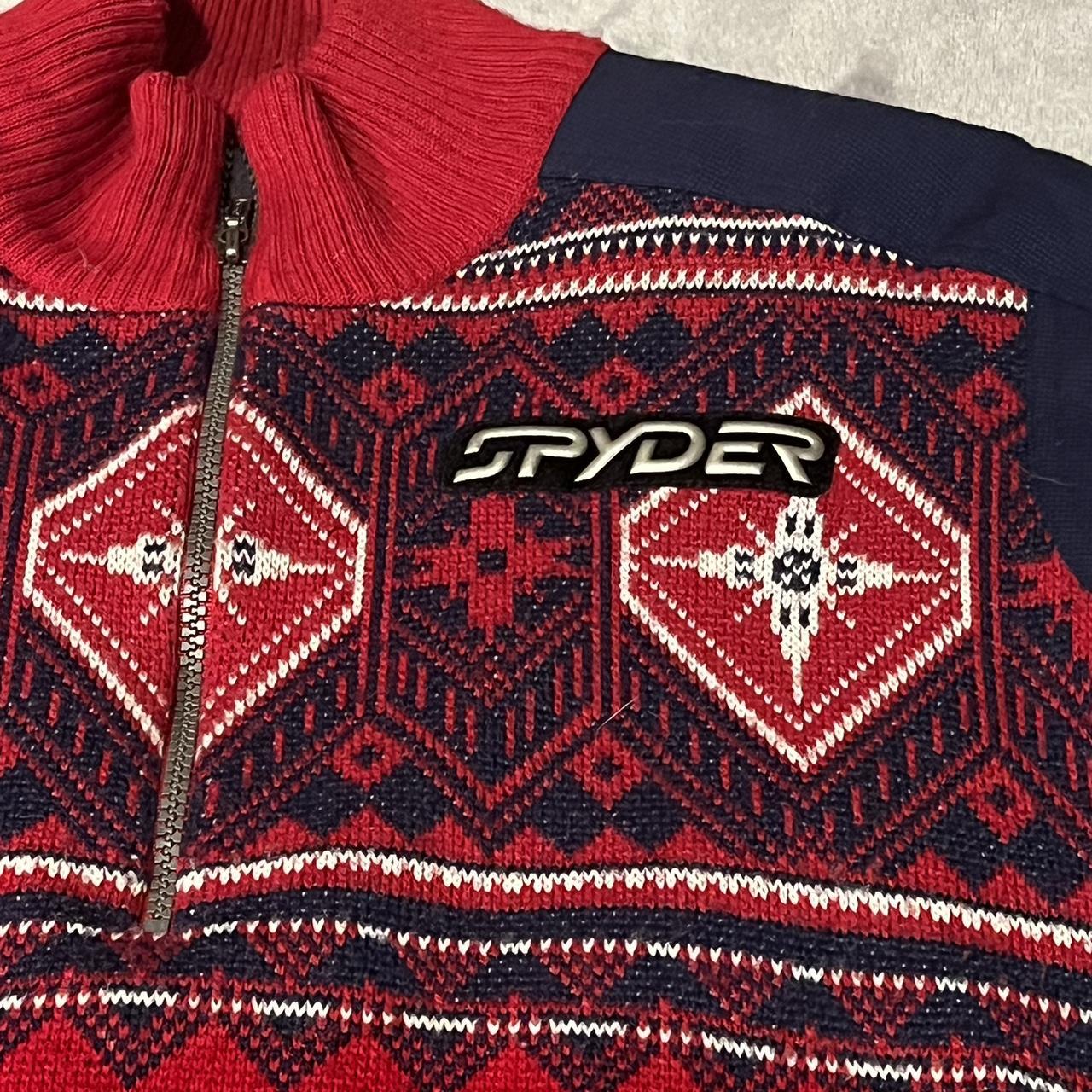 Spyder 1/4 Zip Ski Sweater. Men's Size Large. Red,... - Depop