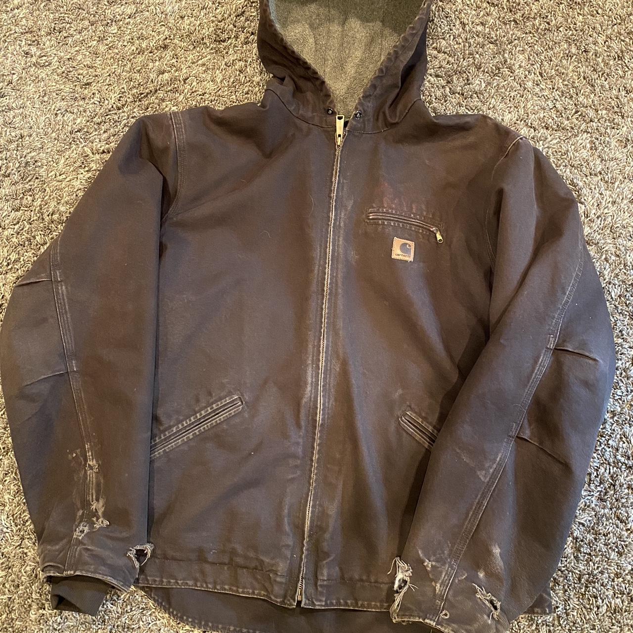 Vintage chocolate brown Carharrt Detroit jacket,... - Depop