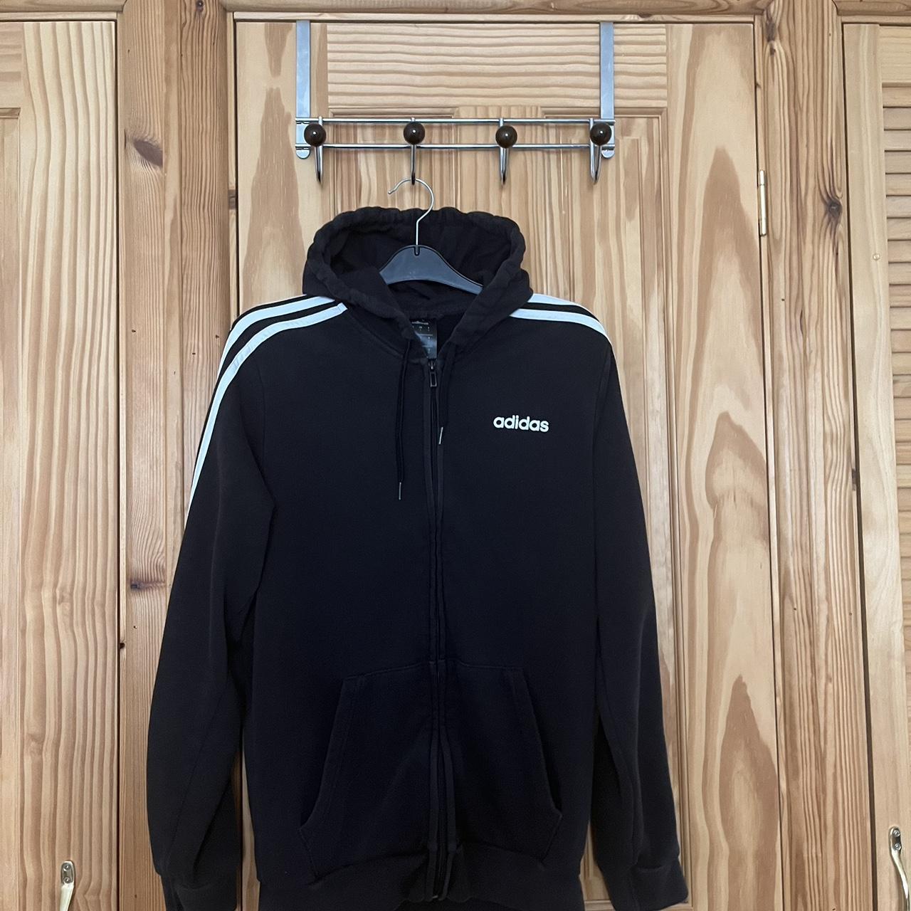 Black adidas zip up hoodie worn a few times still in... - Depop