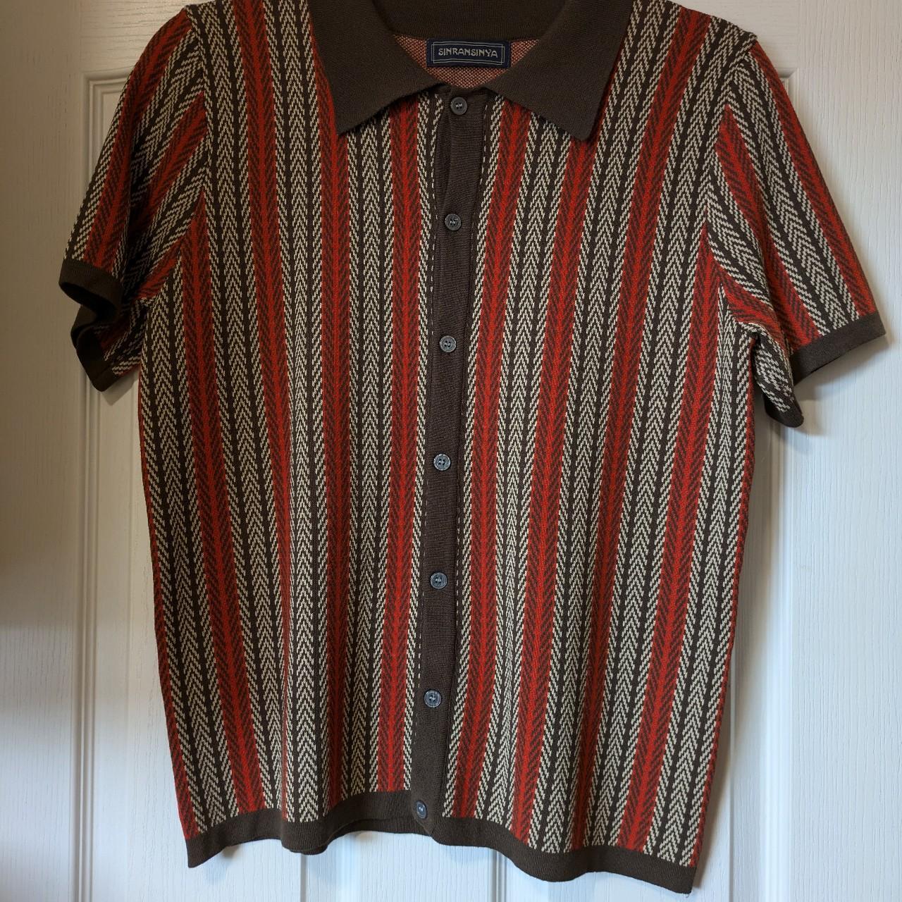 Stylish Button Up Knitted Polo - Brown - Depop