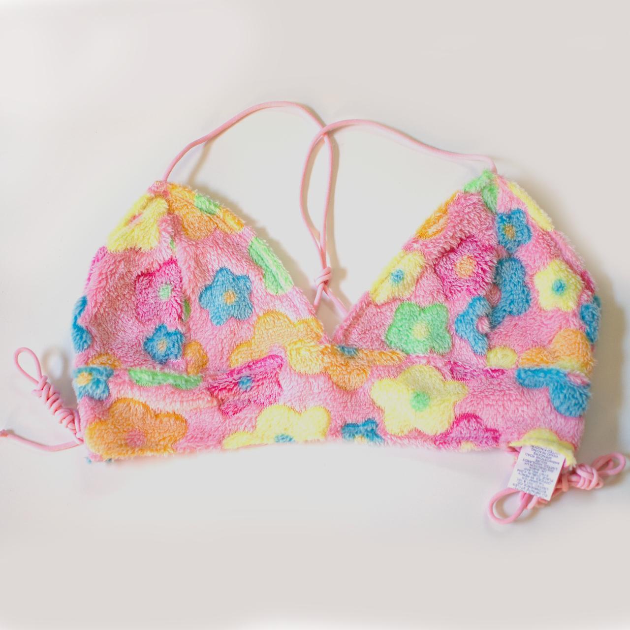 Fluffy Floral Bustier / kidcore Candy style / L /... - Depop