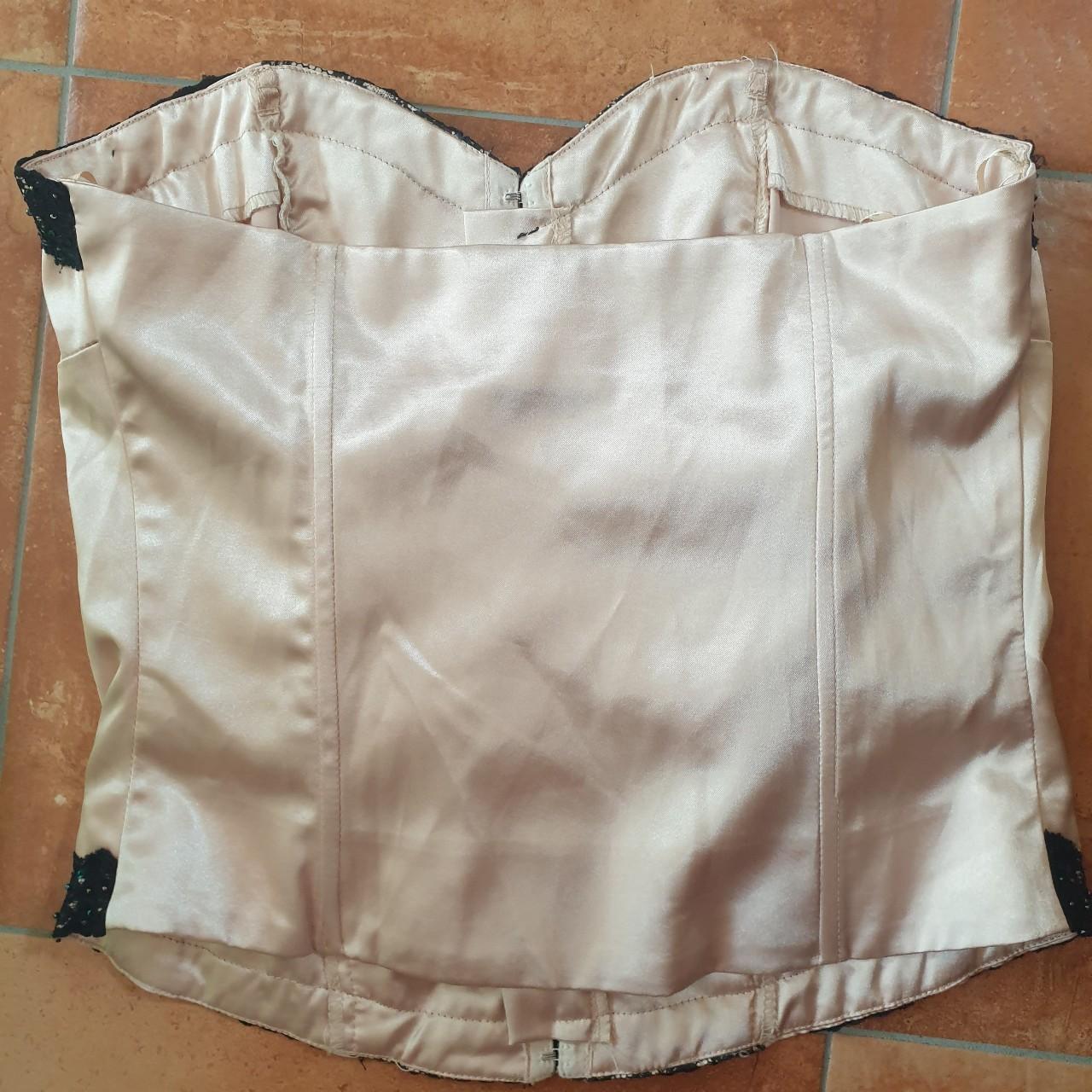 Cream Black Lace Corset Top Pre-loved, ex-musical... - Depop