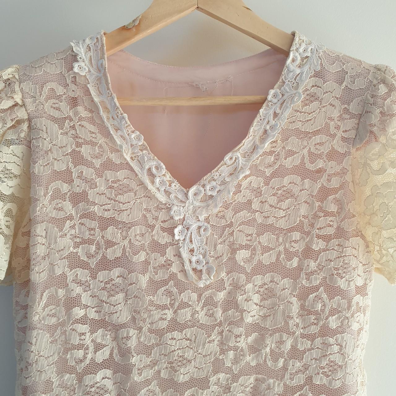 Vintage Lace Pleated Dress Pre-loved, ex-musical... - Depop