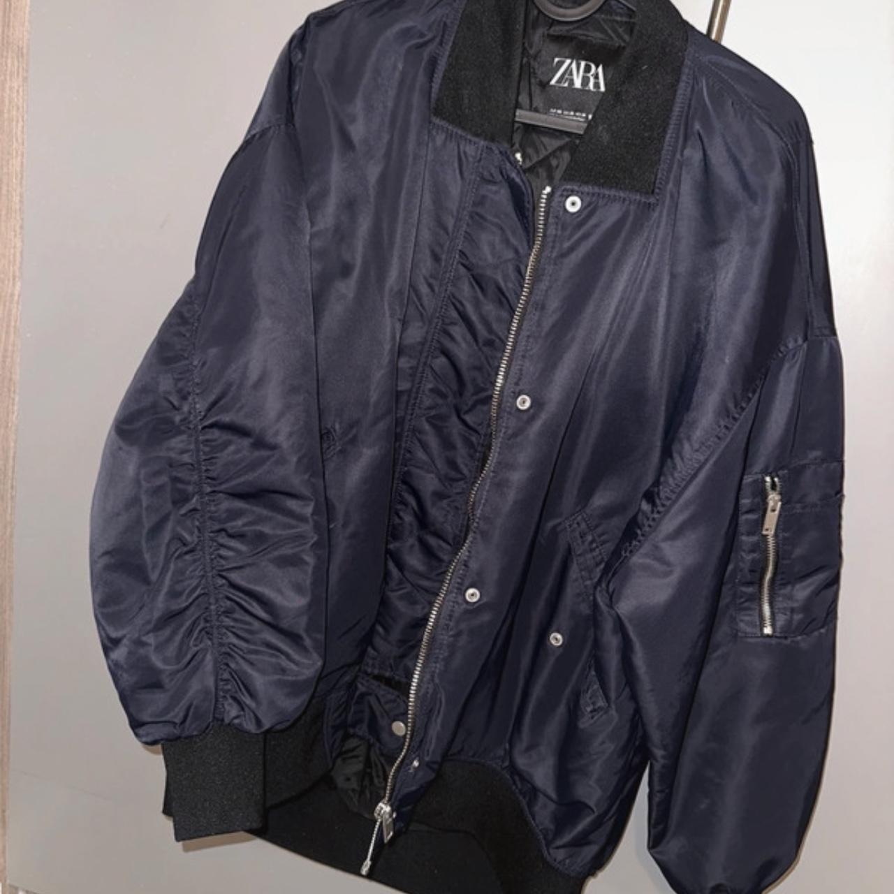 Zara blue oversized bomber jacket xs - Depop