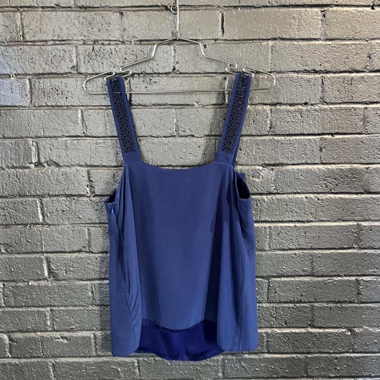 Navy Interlude silk top - Depop