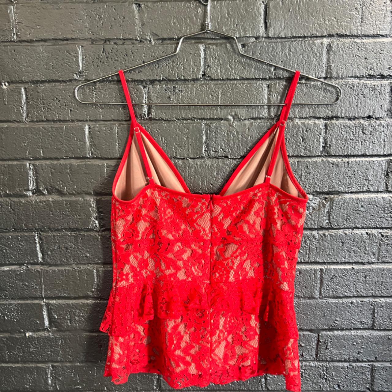 French Connection red lace top - Excellent... - Depop