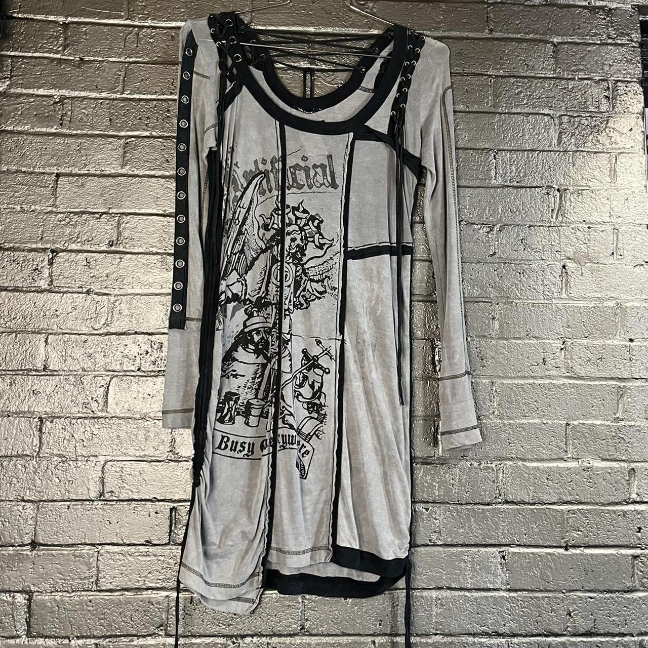 Salvage black & grey punk-inspired long sleeve dress... - Depop
