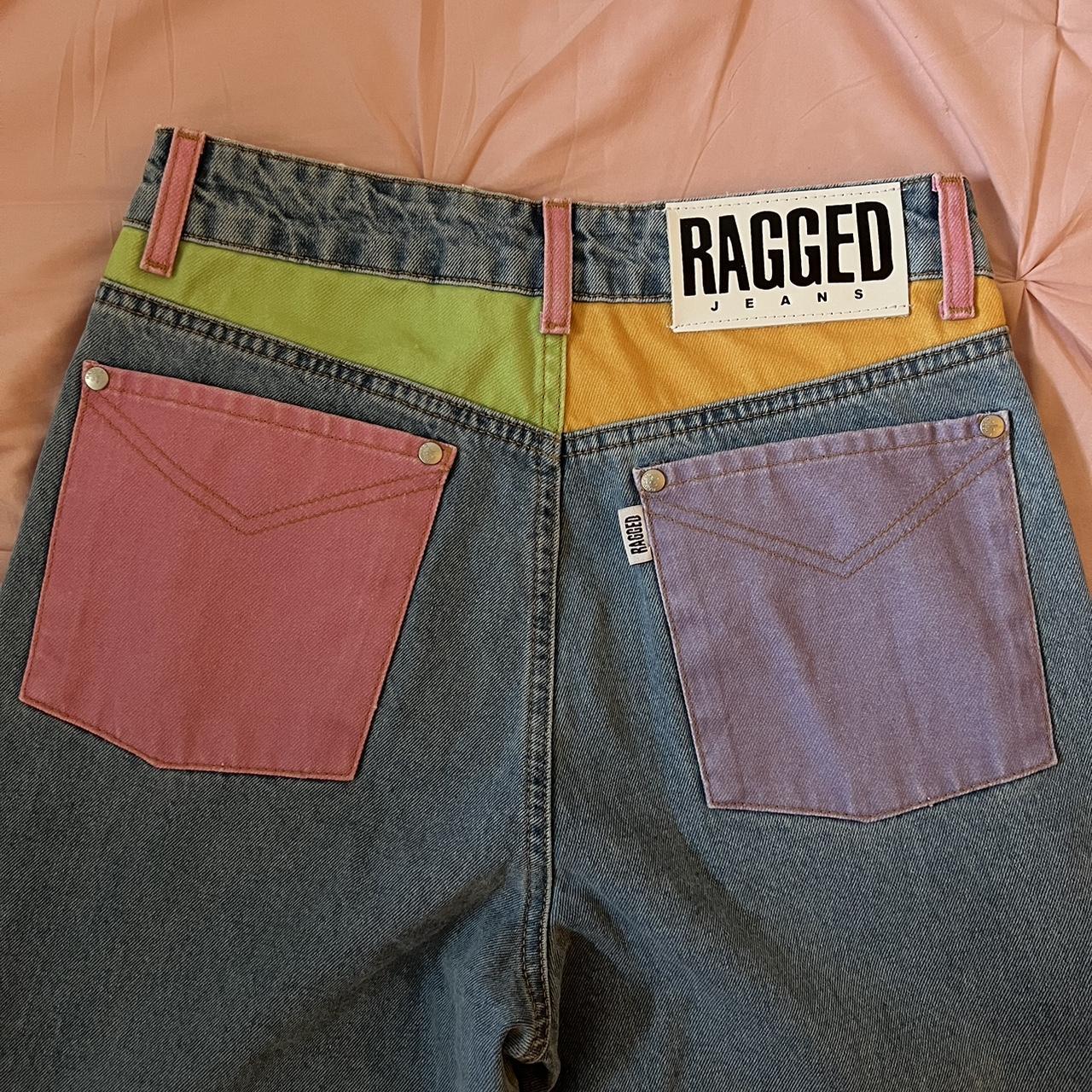 Cute colorful Ragged jeans New w tags Size 28 - Depop