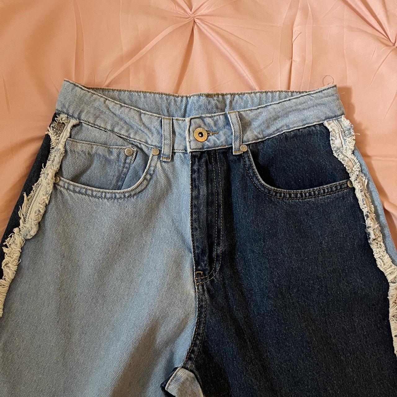 Dark and light denim ragged jeans New w tags Size 28” - Depop