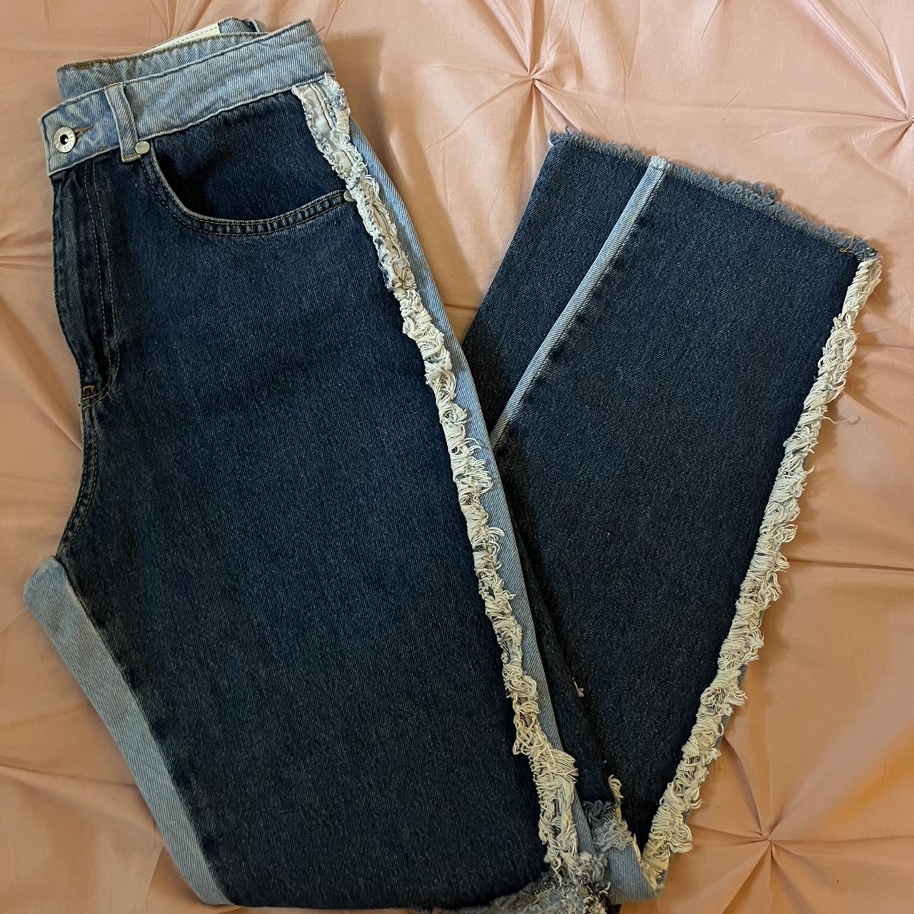 Dark and light denim ragged jeans New w tags Size 28” - Depop