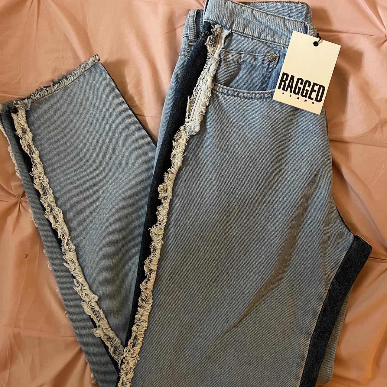 Dark and light denim ragged jeans New w tags Size 28” - Depop