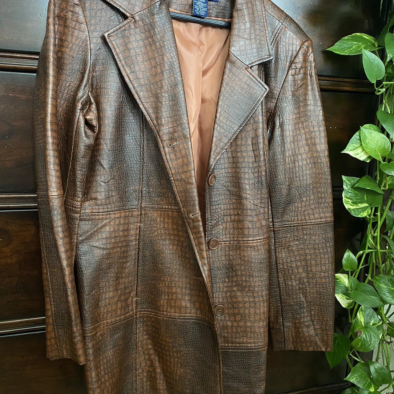 Y2K faux snake skin coat - Depop