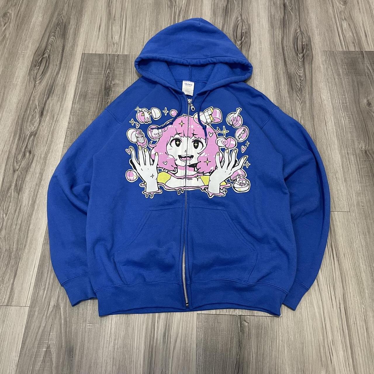 Anime Manga Artist art Zip-up Blue... | Depop