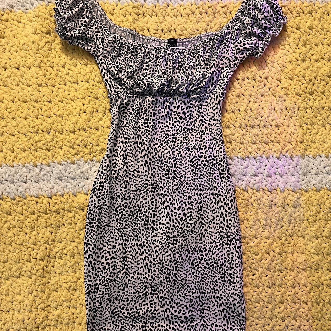 Windsor Black and White Cheetah Print Bodycon... - Depop