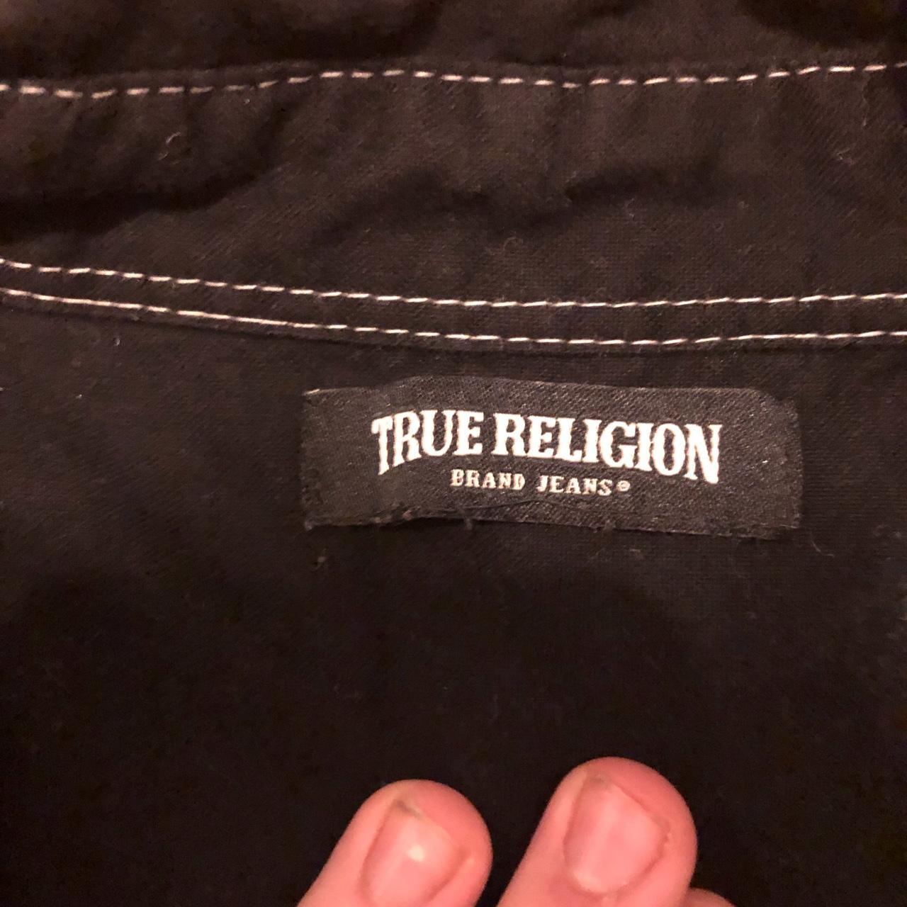 rare true religion button up worn once size: large,... - Depop