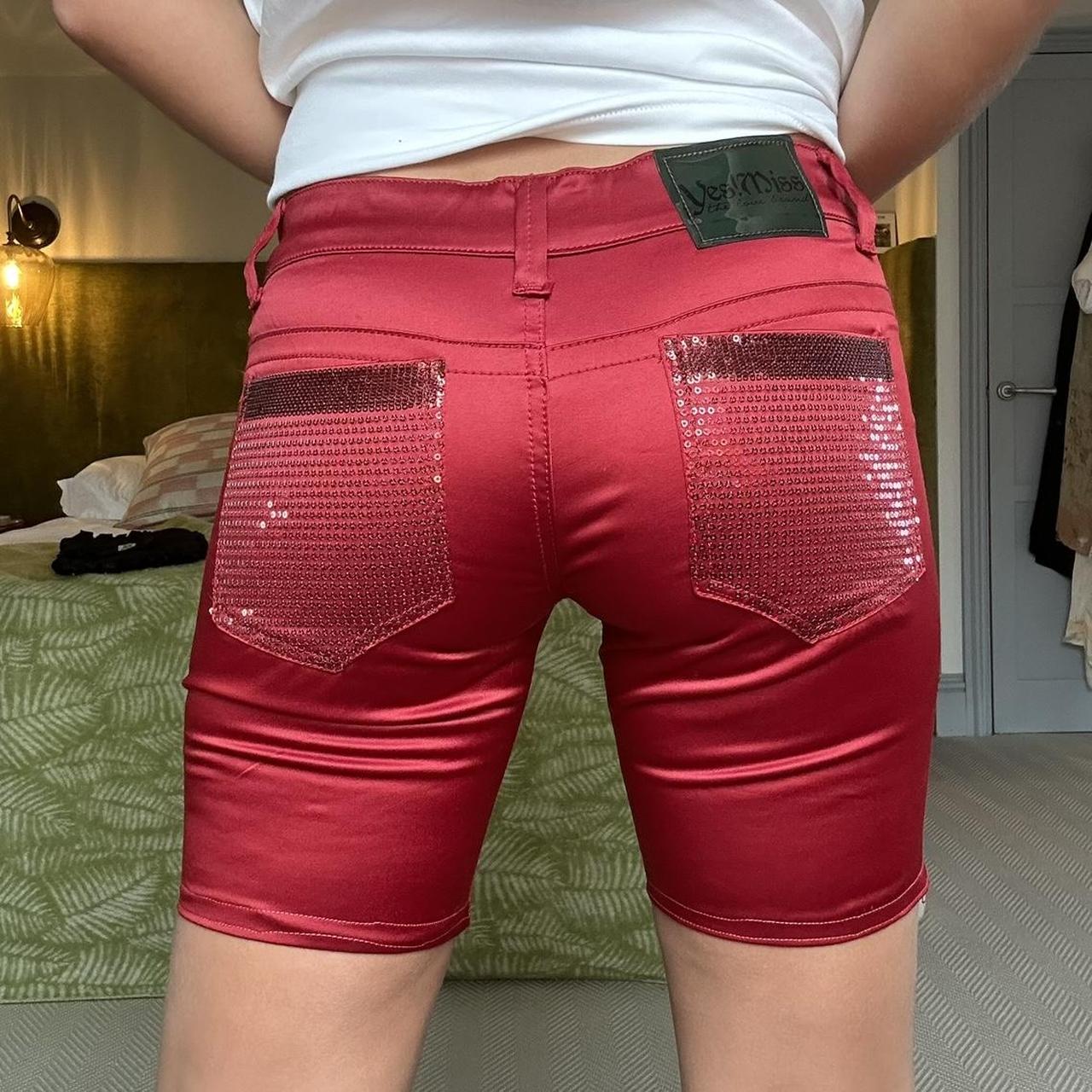 Yes!Miss the love brand red satin shorts with sequin... - Depop