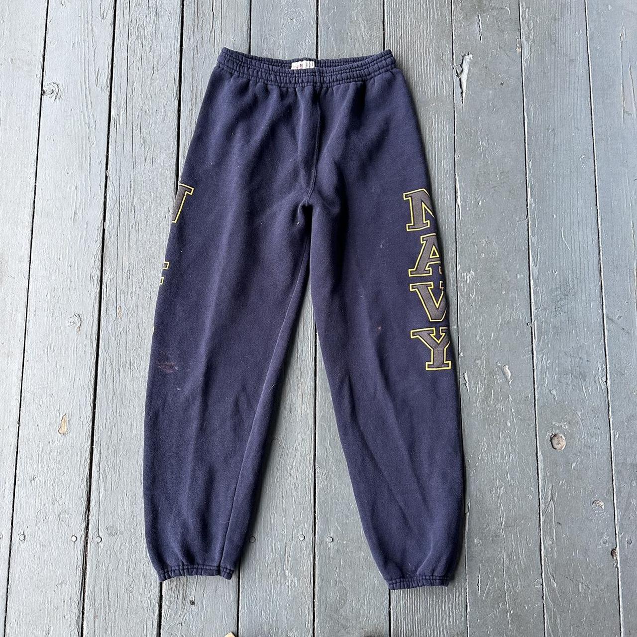 Vintage 80s navy sweatpants size small Nice cozy fit... - Depop