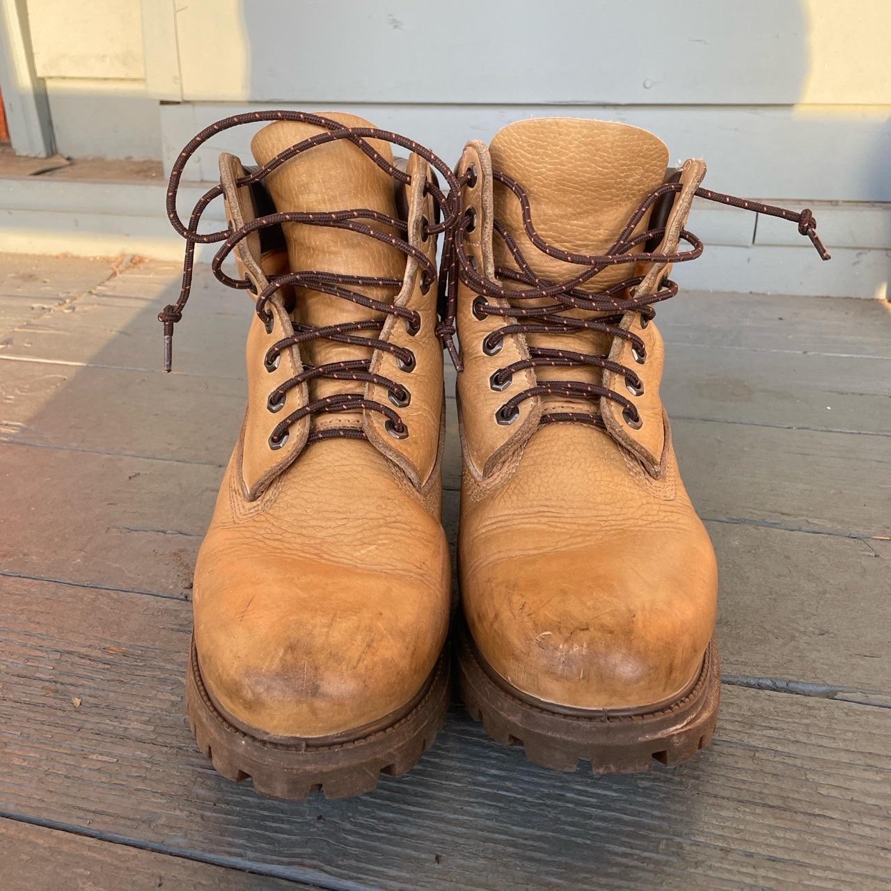 Vintage 90s tan and brown timbs 10.5 men Nice... - Depop