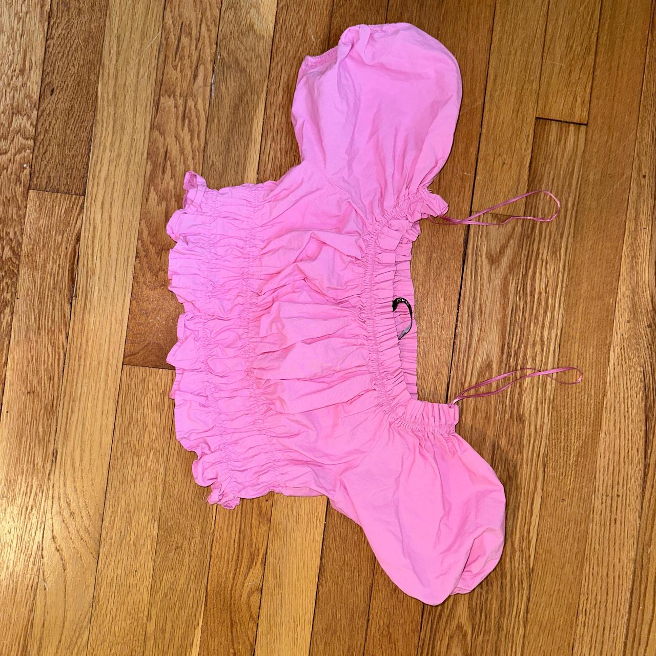 Zara cropped pink ruffle top Lightly used Size XS - Depop
