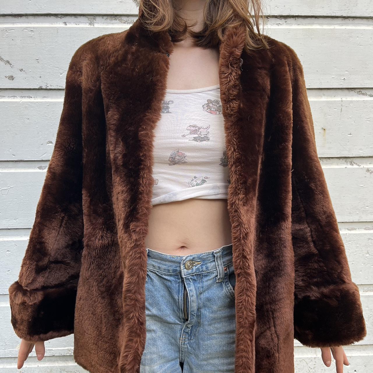 Vintage brown fur coat. No label, but in perfect... - Depop