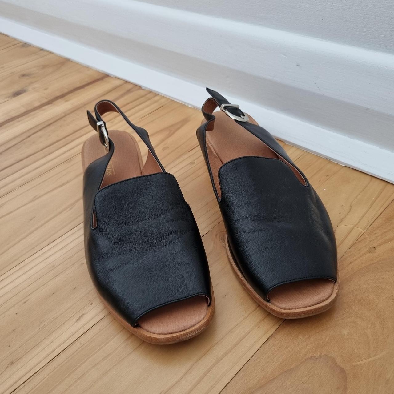 Easy Steps black leather slingback shoes Size... - Depop
