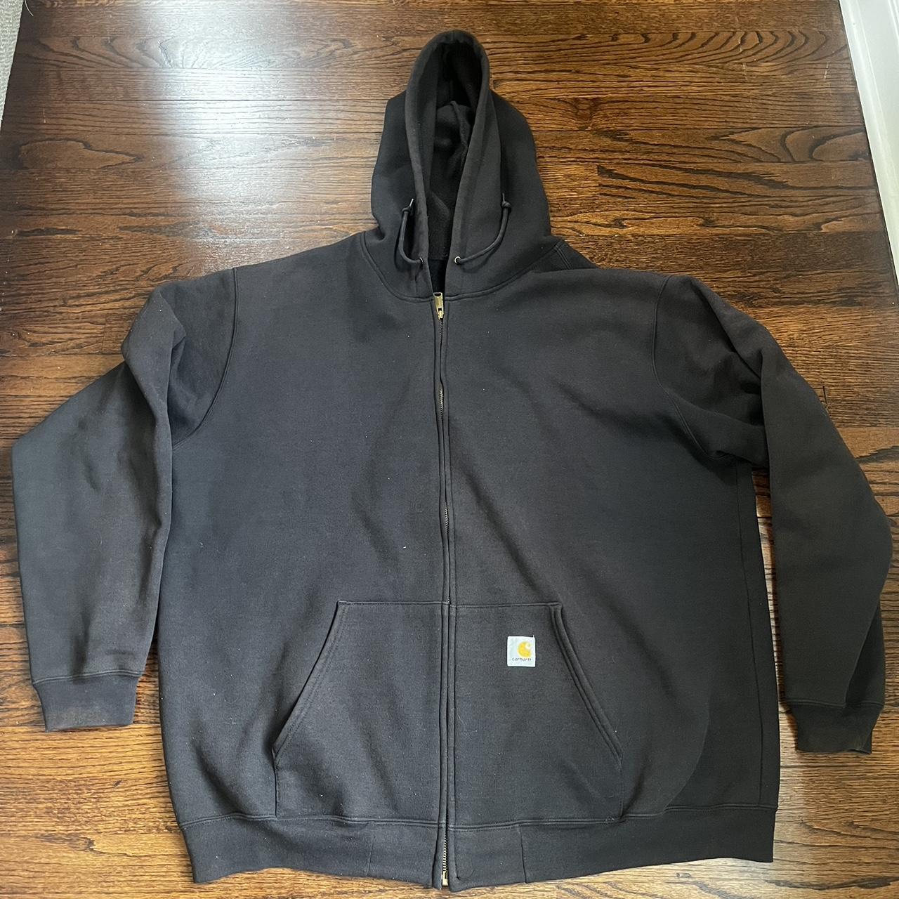 Carhartt zip up dark brown light stains on back - Depop