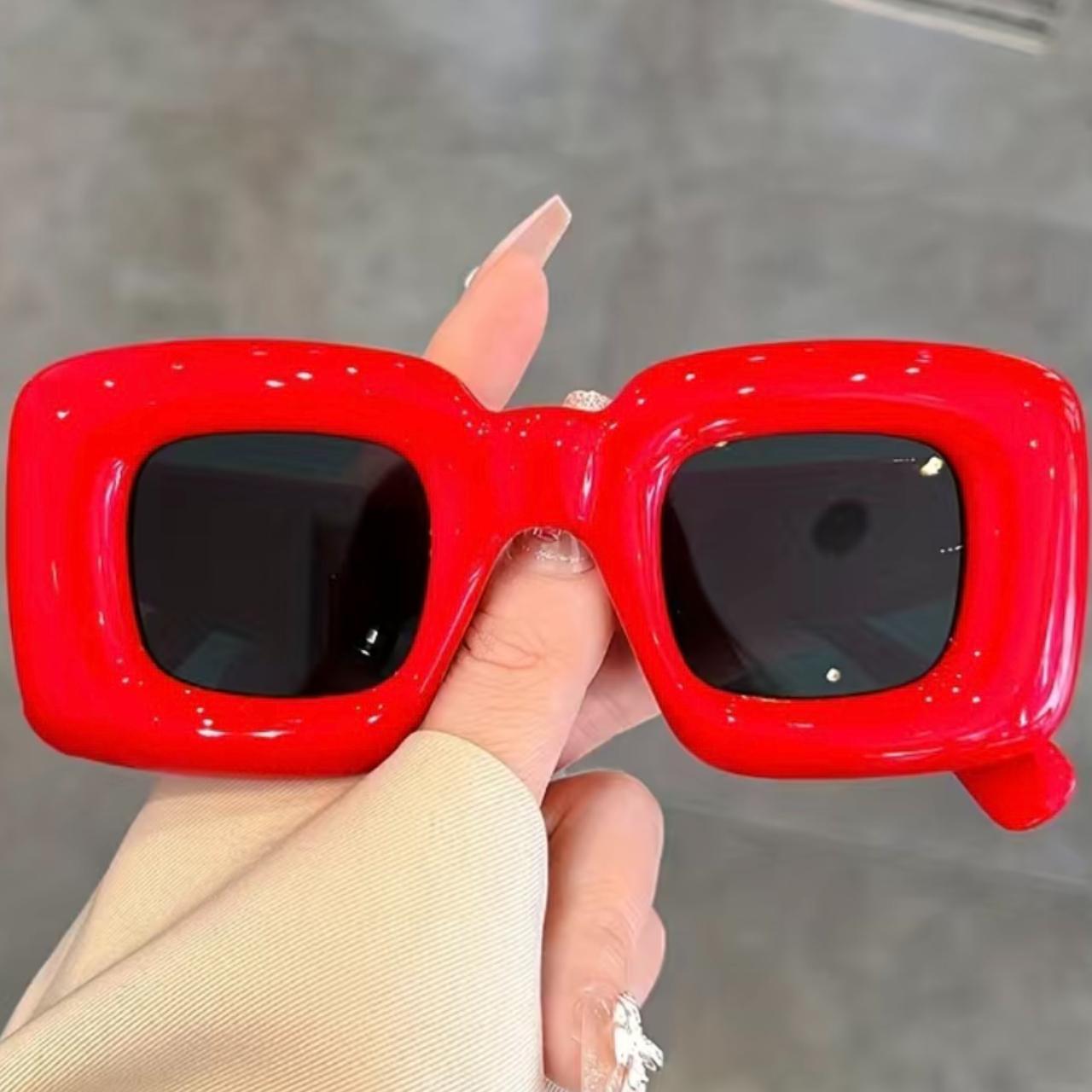 Red square frame shades. Great for outdoors.... - Depop