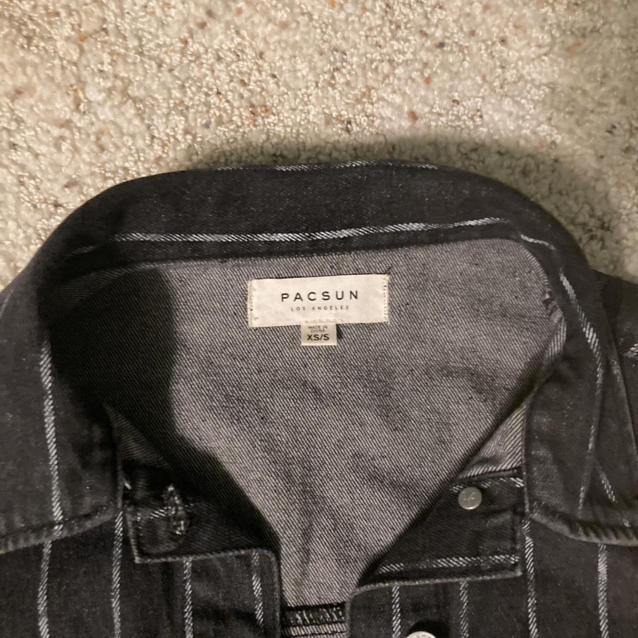 Pacsun striped black denim jacket, original price... - Depop