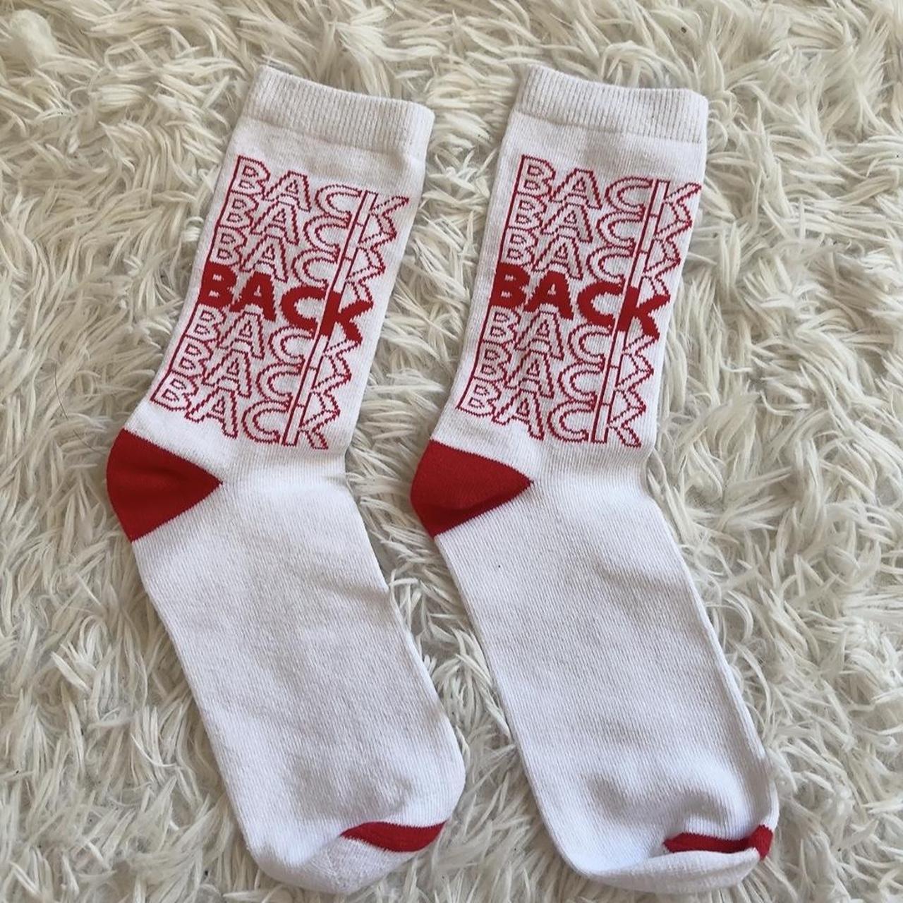 Women BACK OFF logo socks Worn once or new (don’t... - Depop