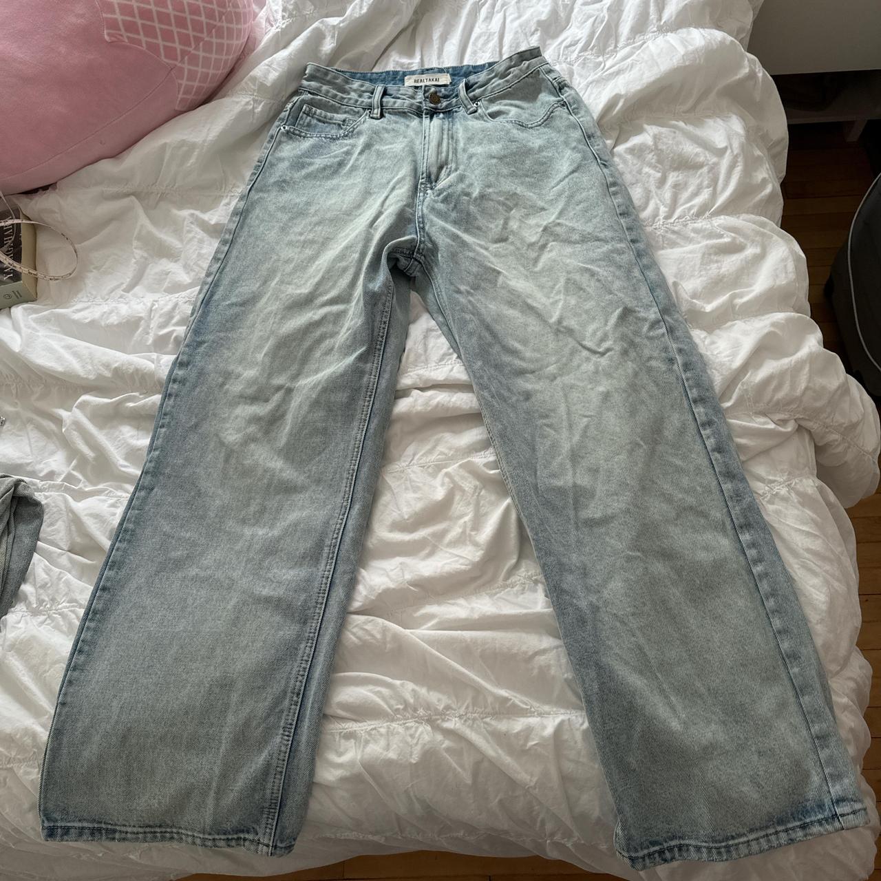 realtakai light wash baggy straight jeans, size M.... - Depop