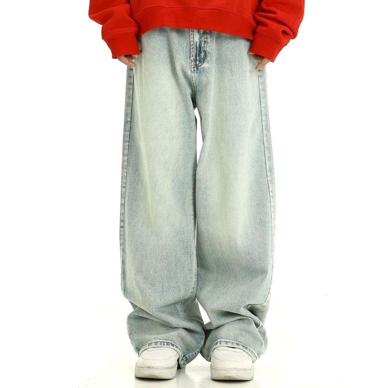 realtakai light wash baggy straight jeans, size M.... - Depop