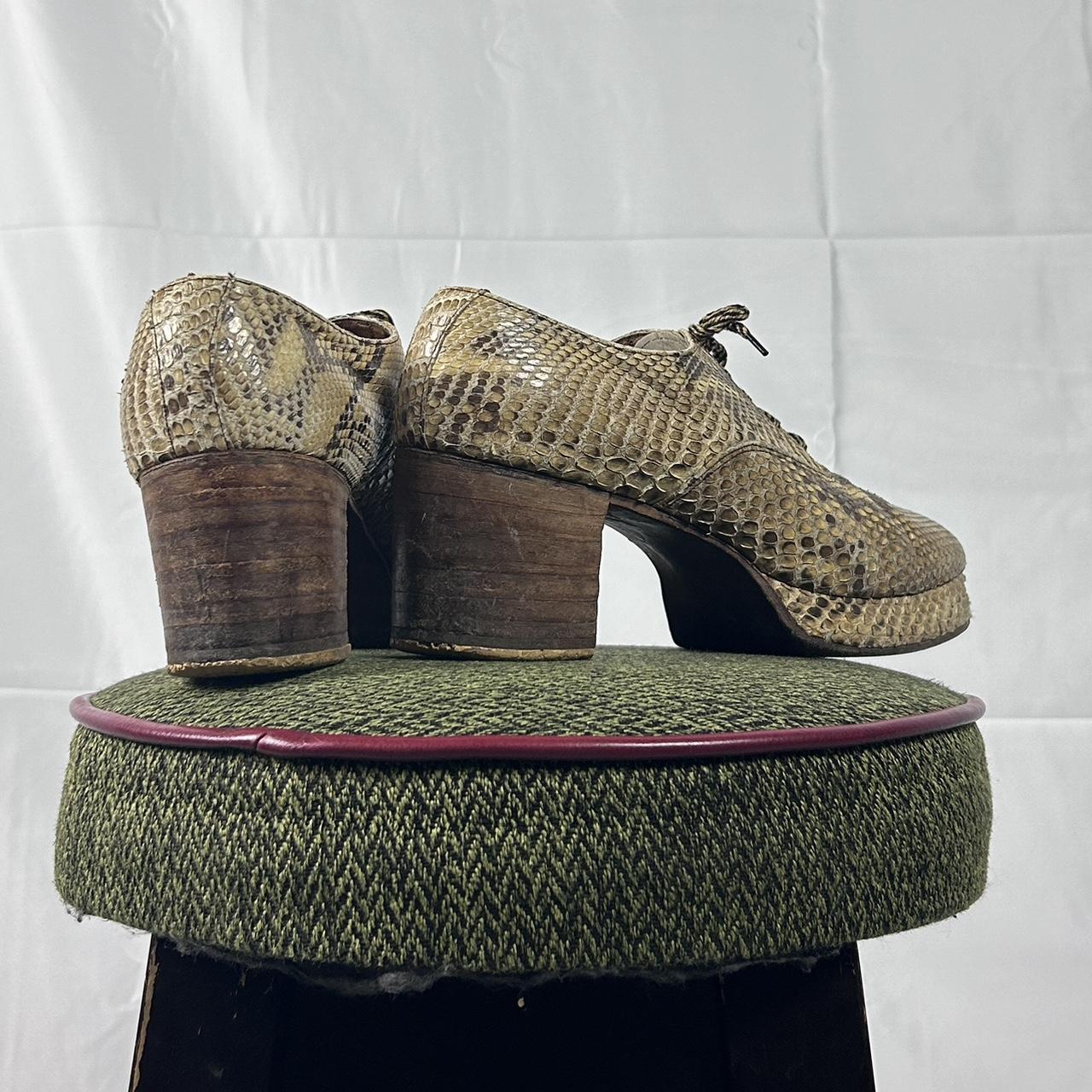 VINTAGE 1970s REAL SNAKESKIN PLATFORM SHOES No size,... - Depop