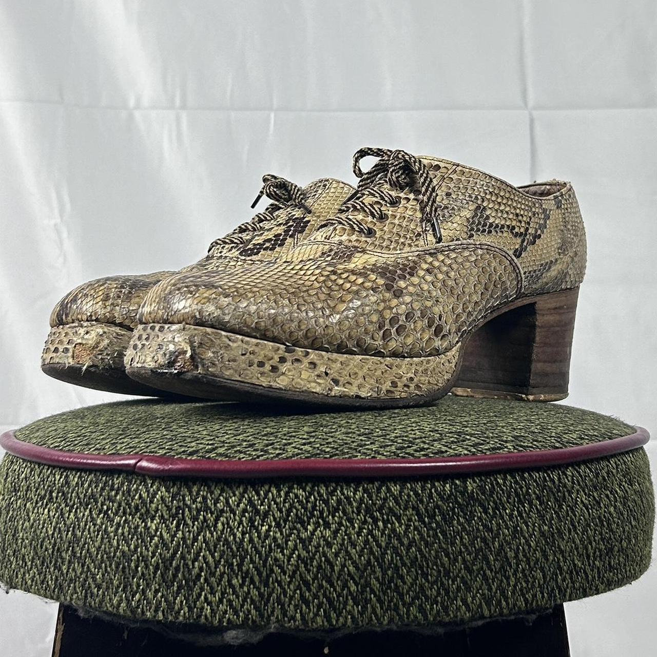 VINTAGE 1970s REAL SNAKESKIN PLATFORM SHOES No size,... - Depop