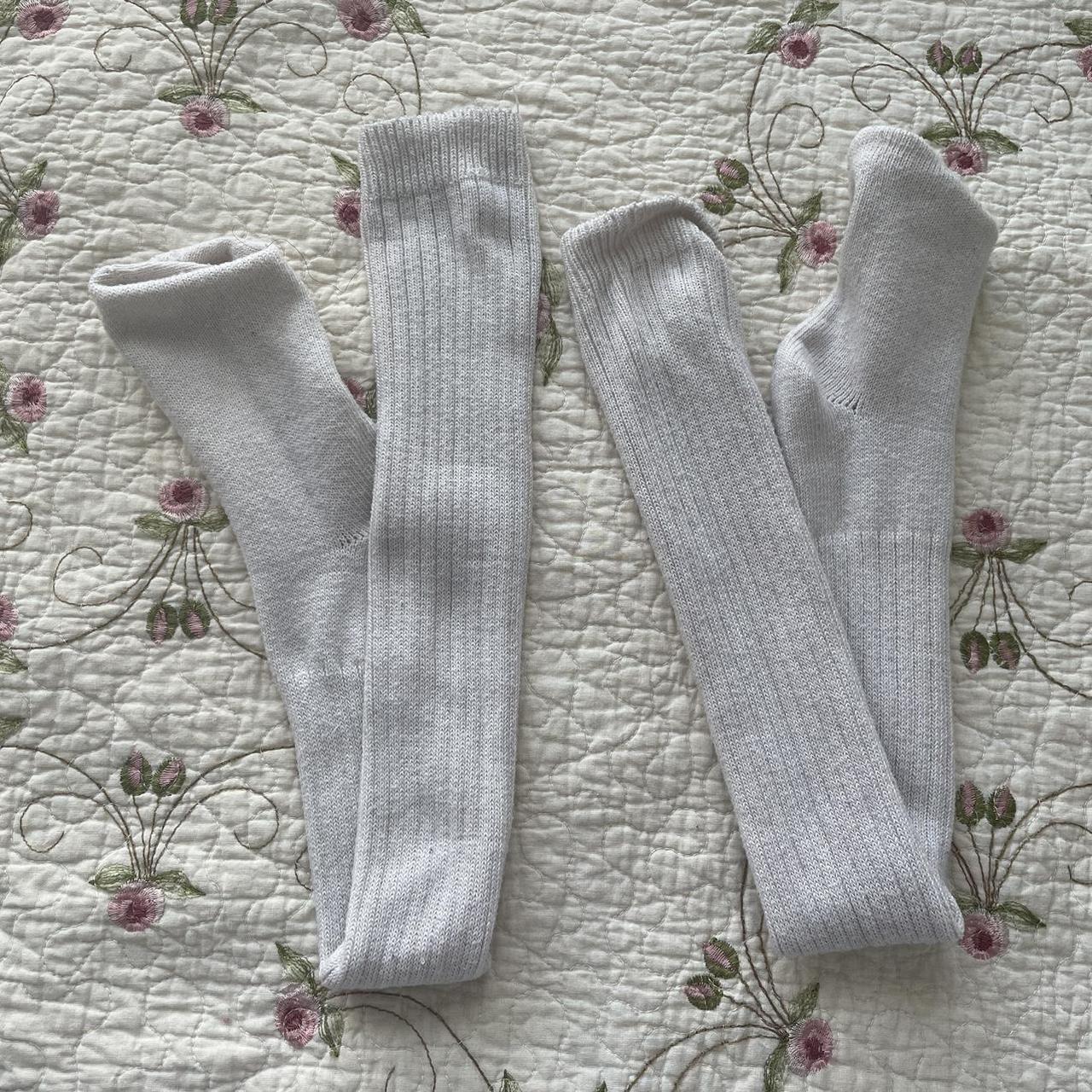 white hot topic cream thigh high socks #hottopic - Depop