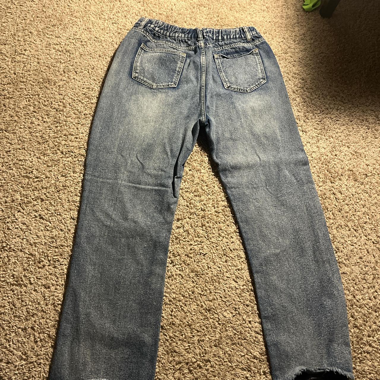 Distressed flame jeans with a unique fire design, 4... - Depop
