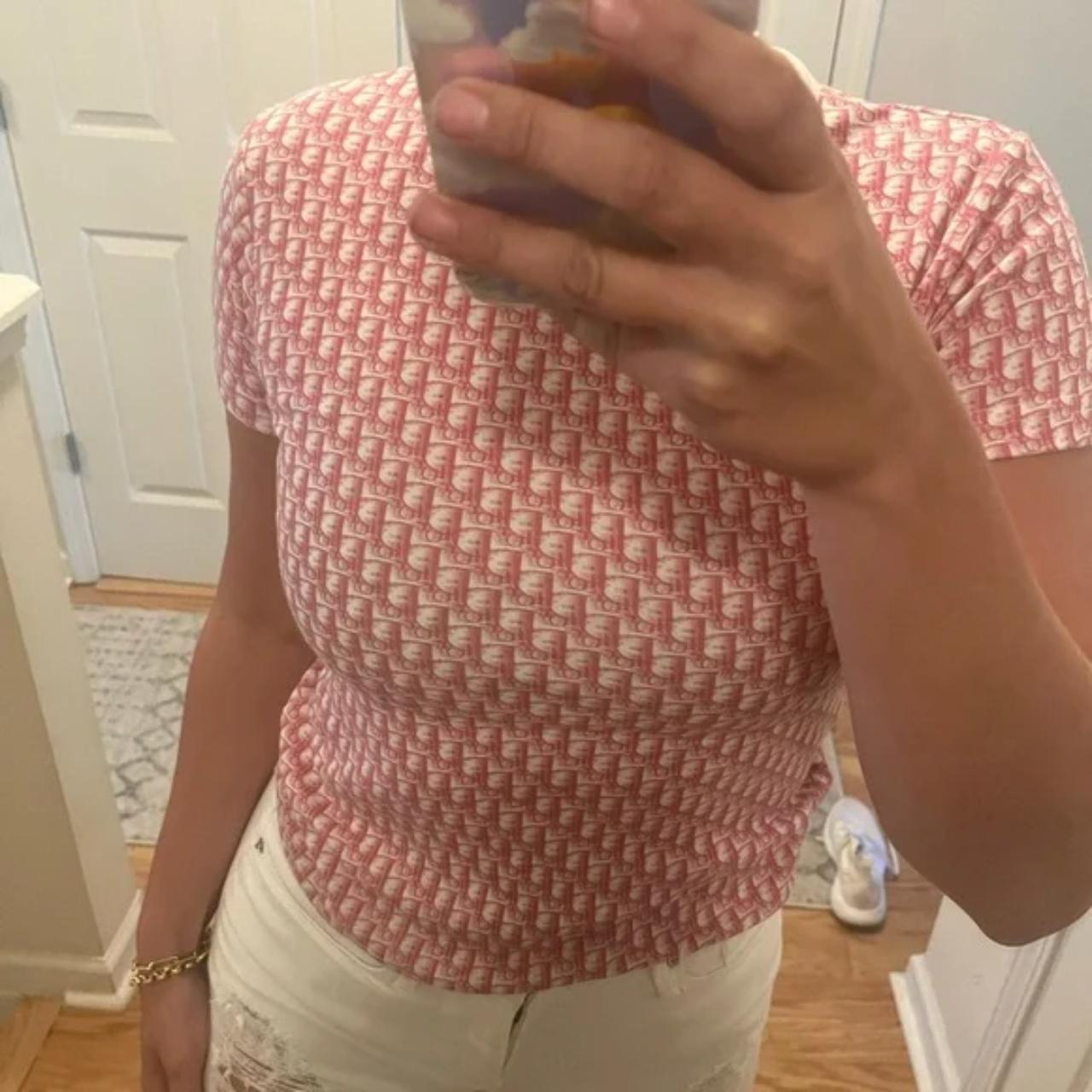 VINTAGE DIOR PINK LOGO T SHIRT. US SIZE 14, FITS... - Depop