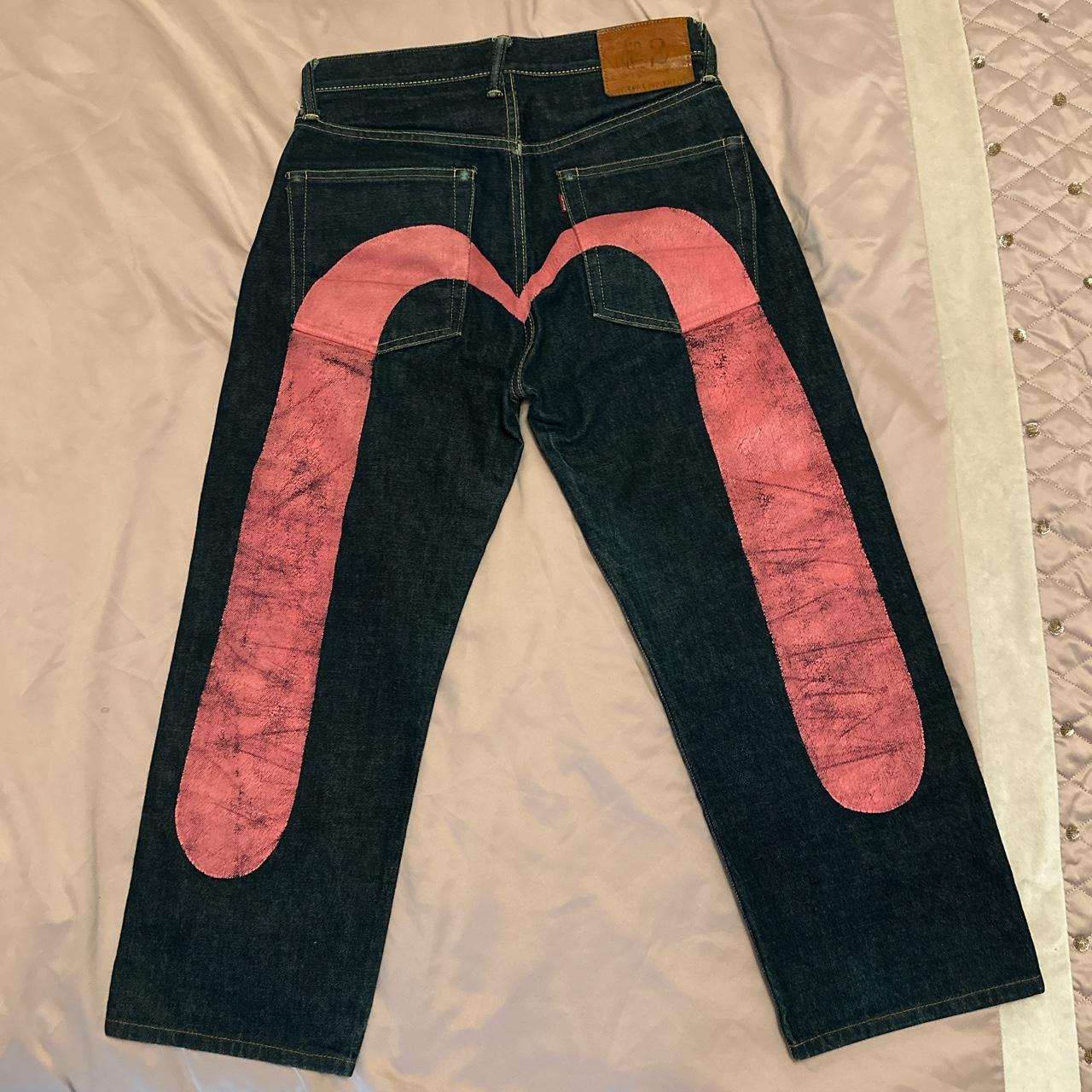 evisu jeans pink 28 x 35 - Depop