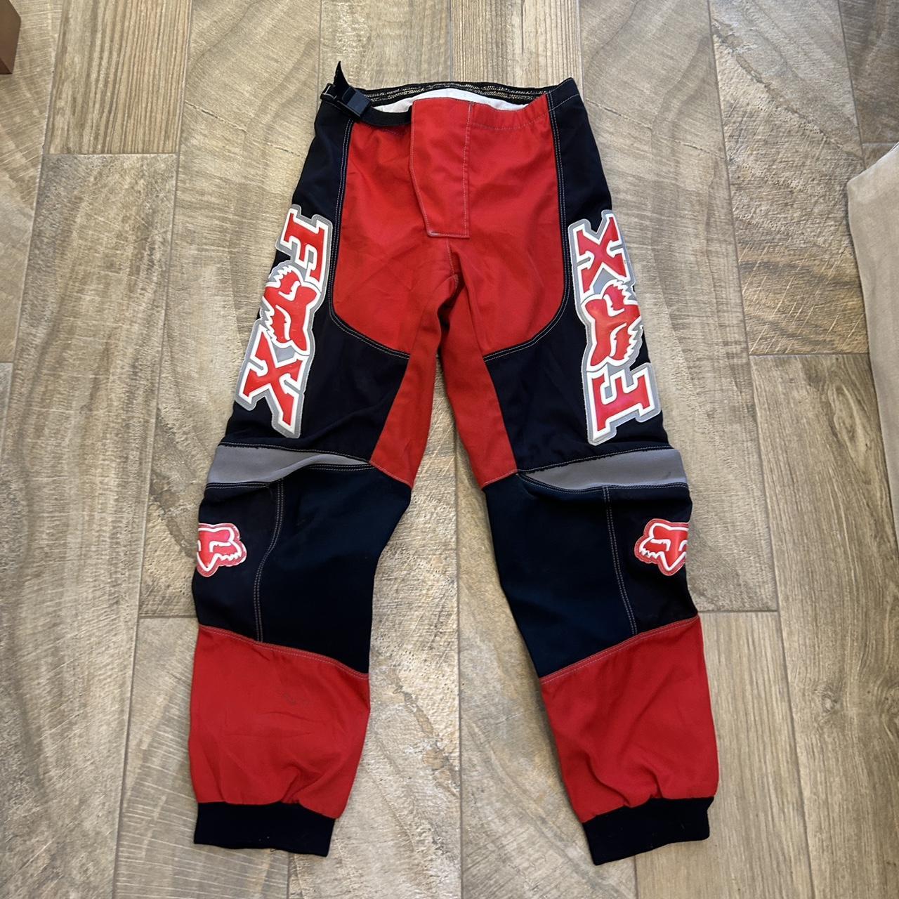 Fox Racing red and black trousers unsure about the size - Depop